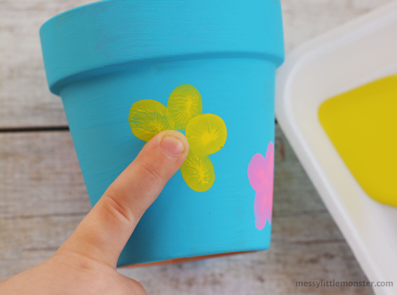 Fingerprint Flower Pot Craft - Messy Little Monster