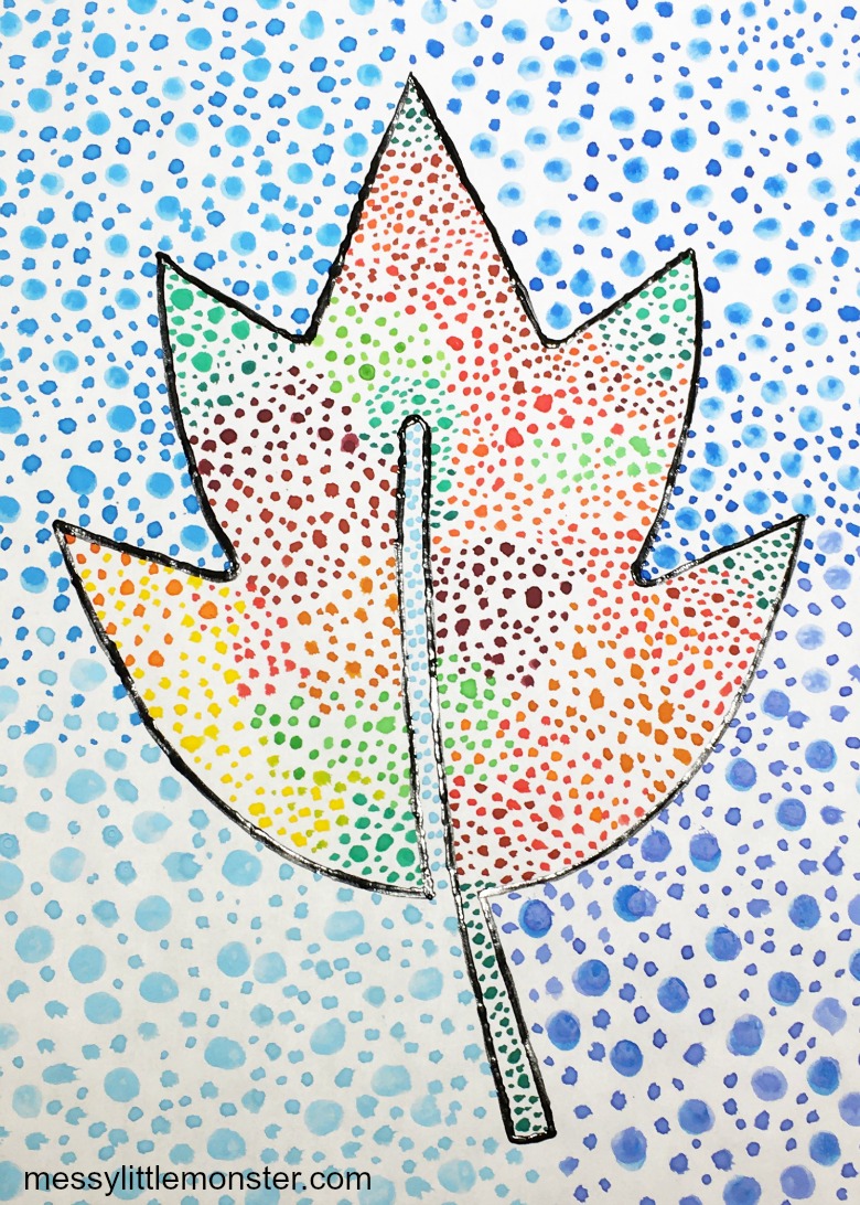 Pointillism Leaf Art for Kids - Messy Little Monster