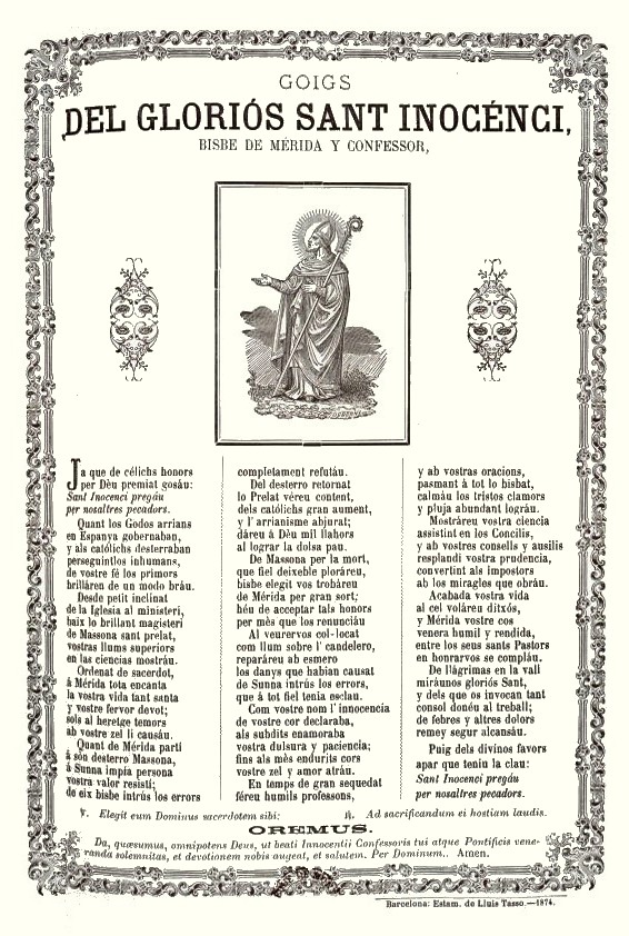 biblio goigs: Goigs de sant Innocenci, la seva festa és també el dia 12 ...