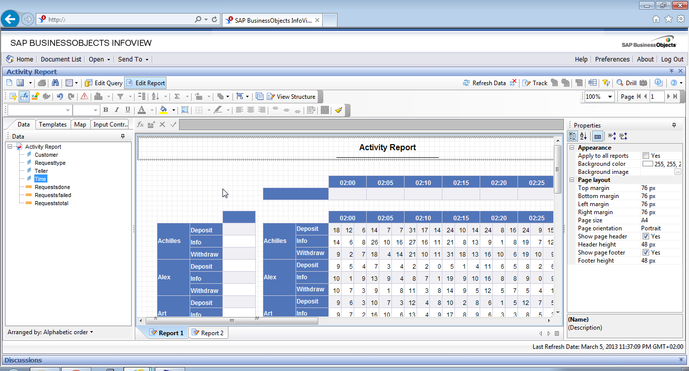 Freeze panes in BO Webi report like Excel
