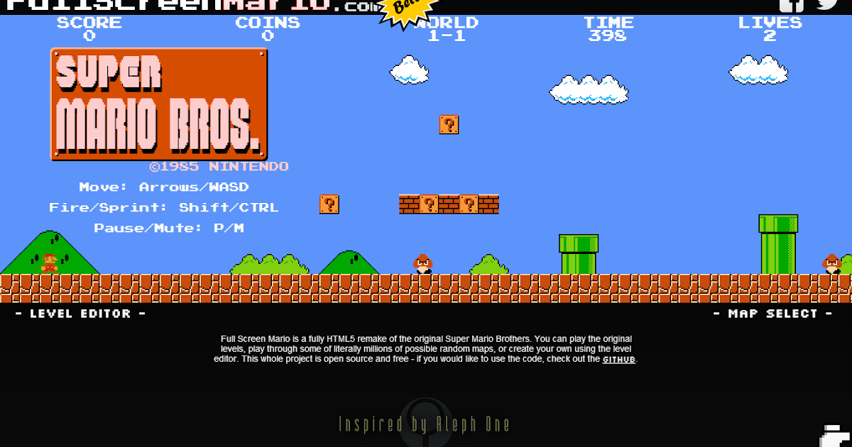 ramith's blog: Free Super Mario Game in Browser (www.fullscreenmario.com)