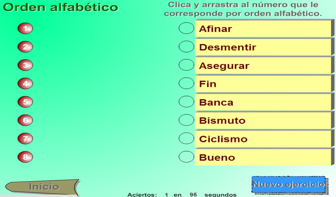Aprendemos desde el ordenador: Orden Alfabético