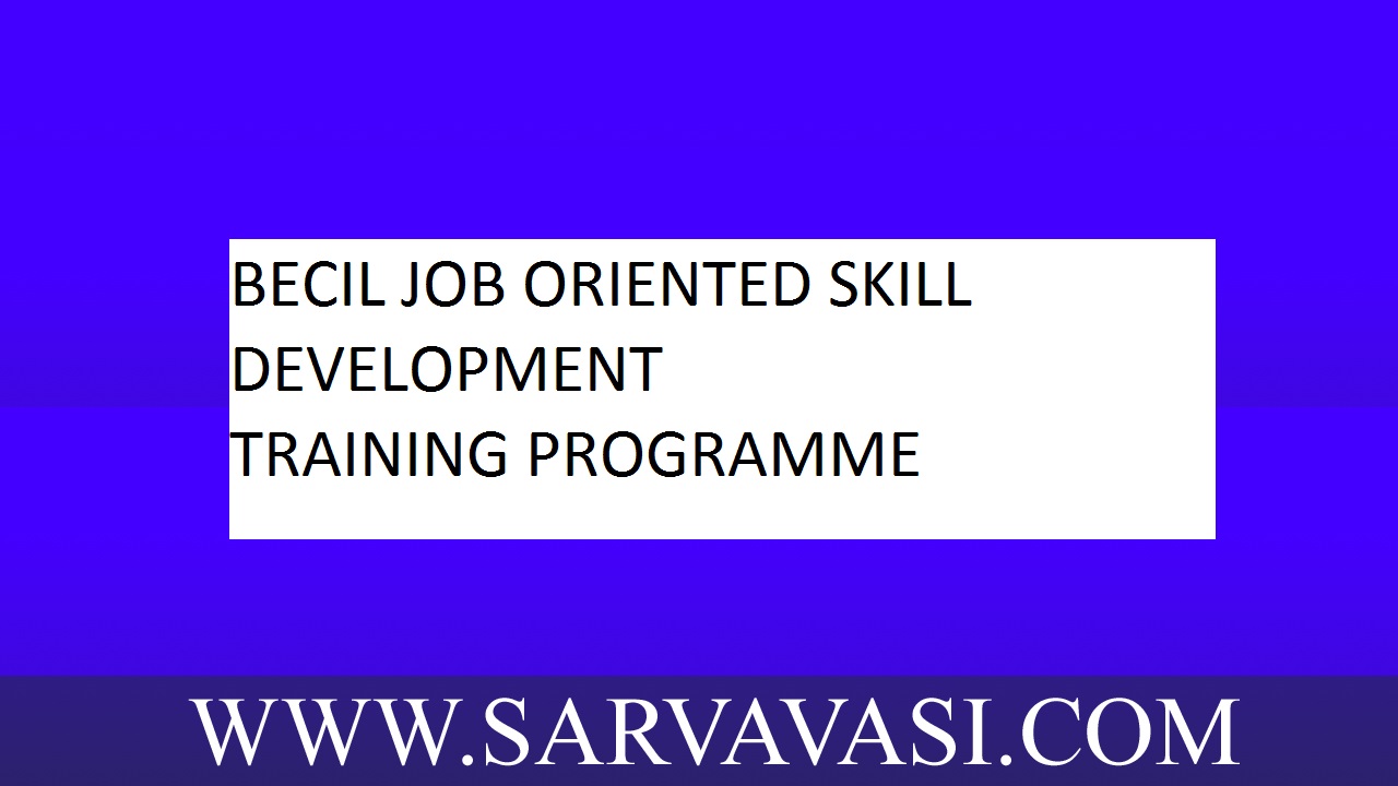 Sarvavasi Online Computer Training Institute Becil Job Oriented Skill Development Training