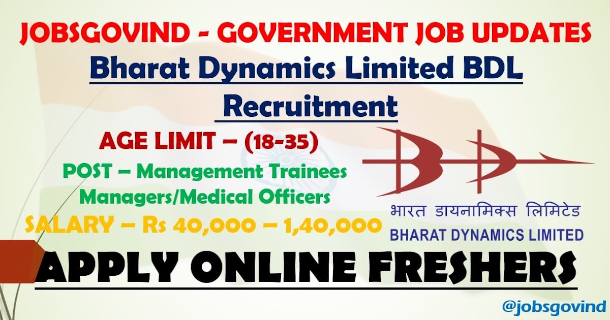 Bharat Dynamics Limited BDL Recruitment 2021 for Managers | Management Trainees | Government ...