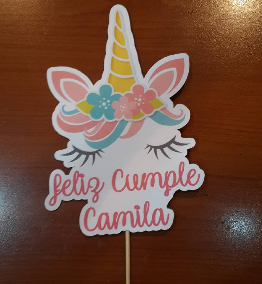 Topper Personalizado Unicornio Feliz Cumple Camila - Mis Toppers Tus ...