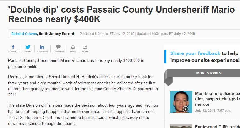 Lodi By The Numbers: "'Double dip' costs Passaic County Undersheriff ...