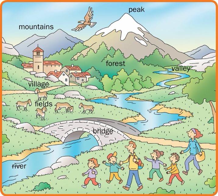 English is everywhere: Mountain landscape