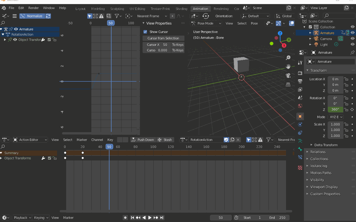 회전 루프 애니메이션 만들기 ( Graph Editor F-Curve Modifiers )