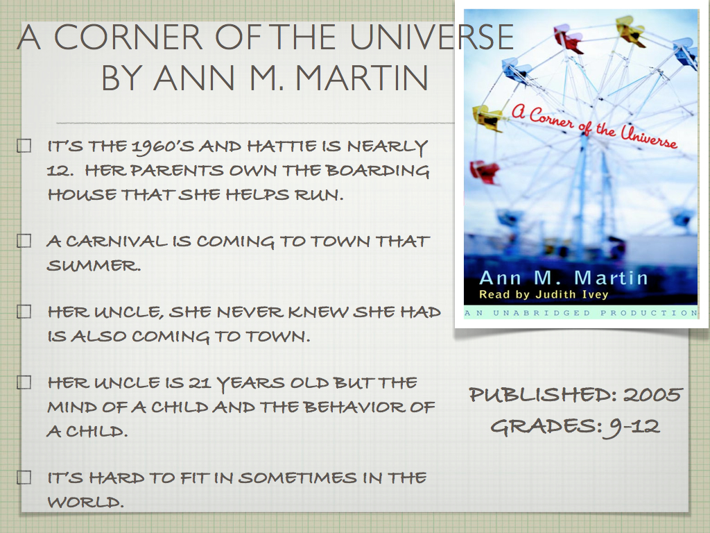 Young Adult Reading Machine: A Corner of the Universe by Ann M. Martin