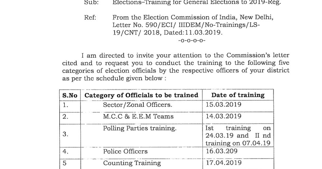 Election Training Date Announced - Order Copy - தமிழ்க்கடல்