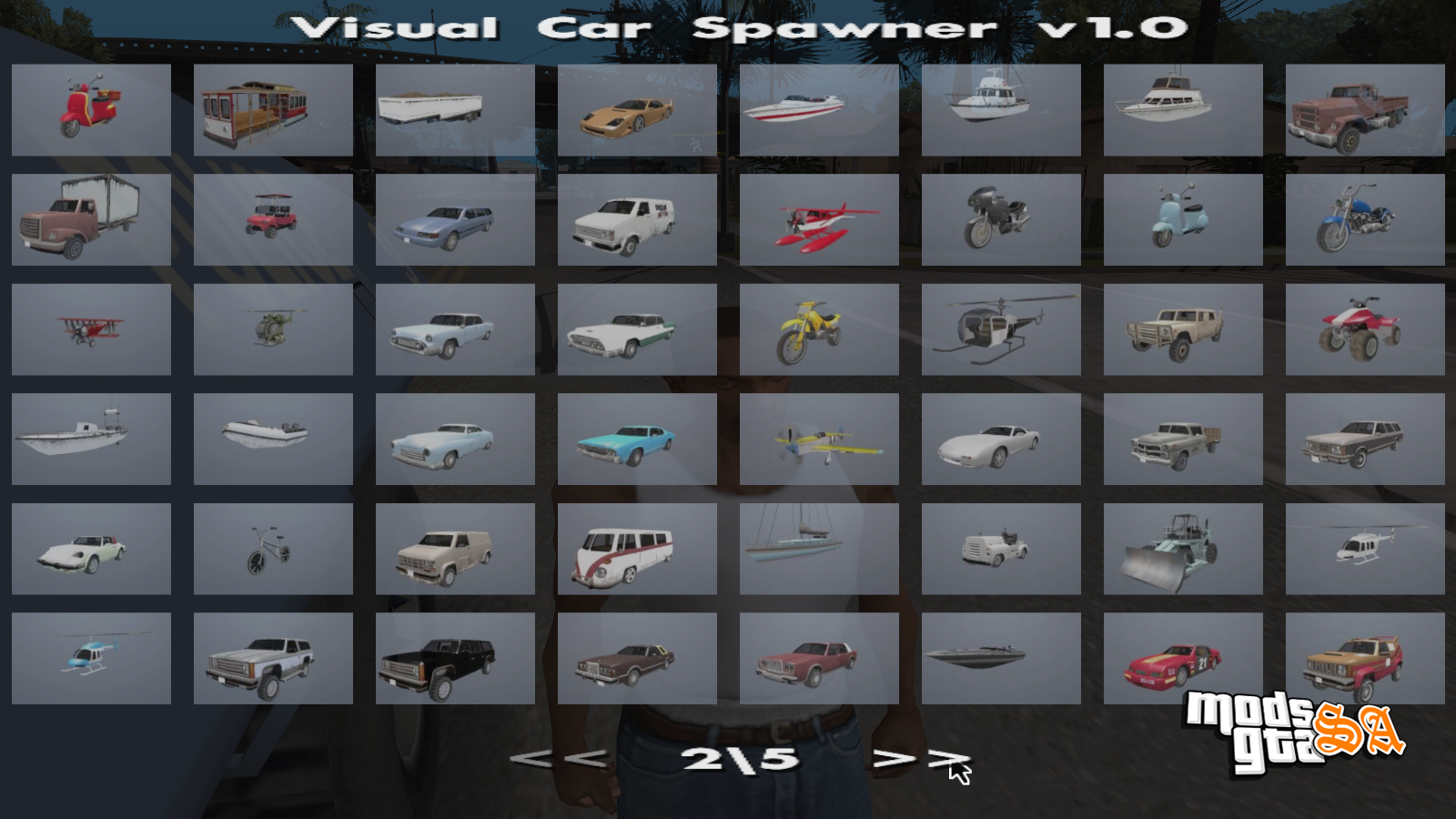 Mods GTA San Andreas: Visual Car Spawner v1.0