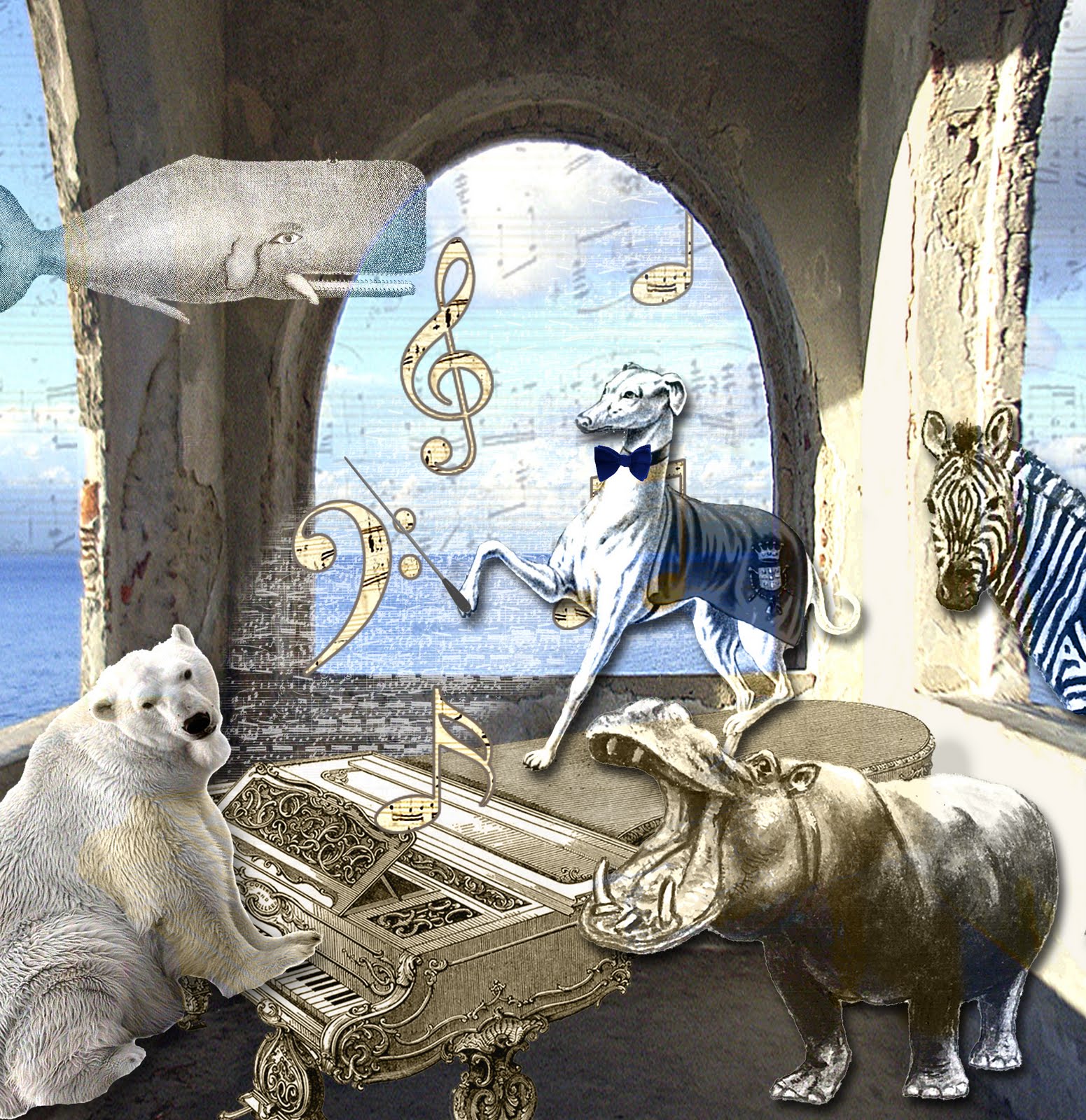 a little color every day: Collage Obsession: Surrealism, Using Old Collage