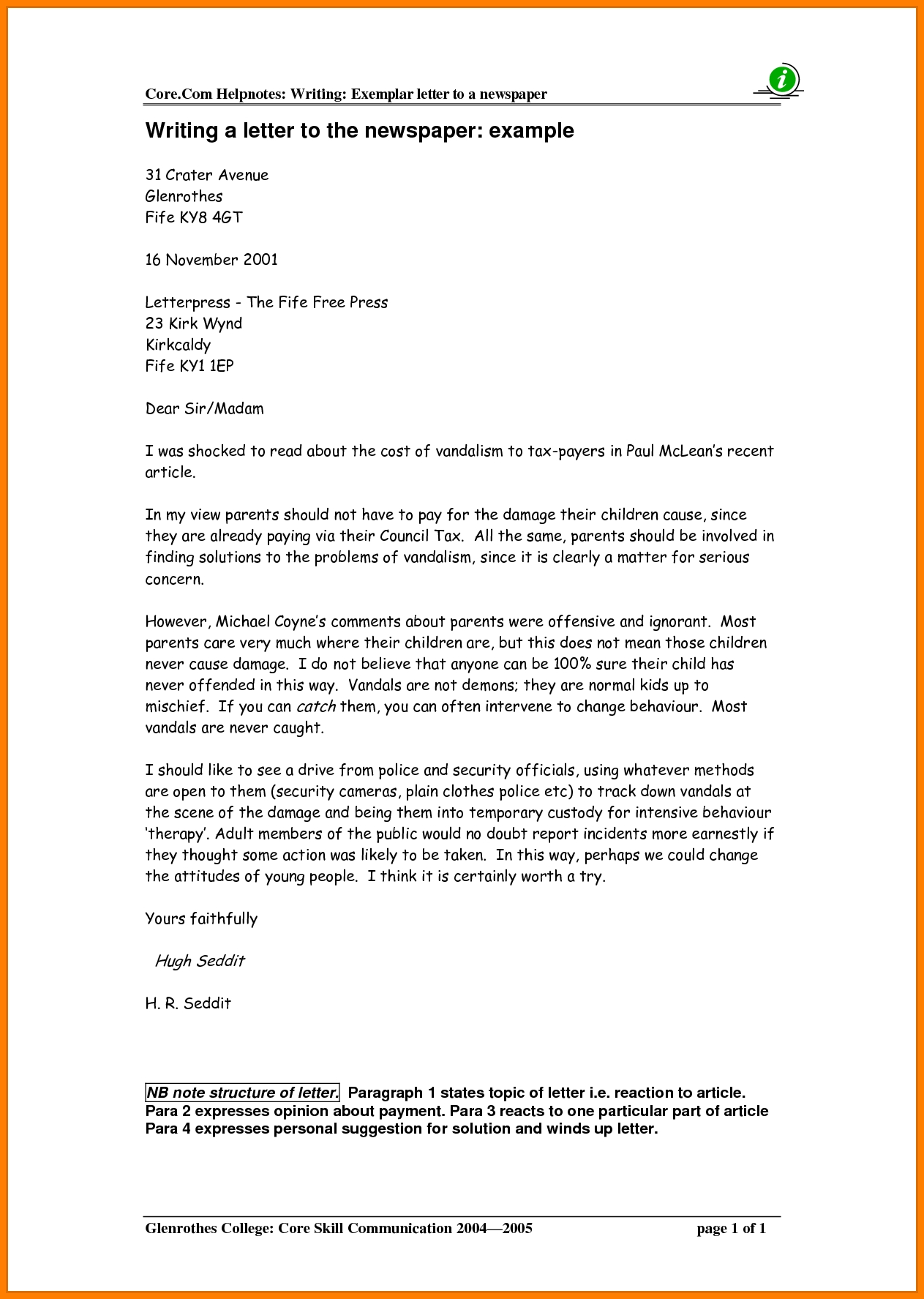 Write A Letter To The Editor Of Newspaper - Formal Letter