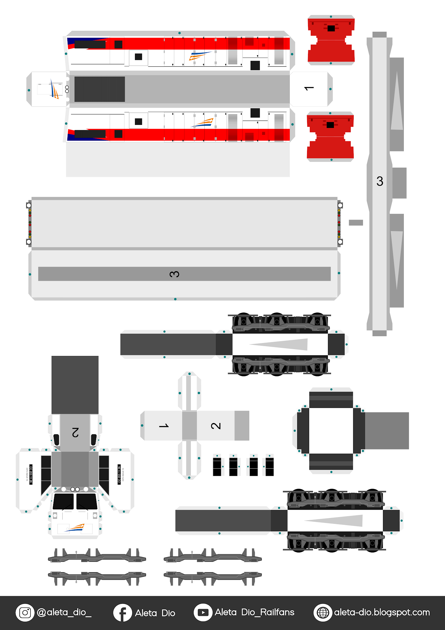 Aleta-Dio: (Papercraft) Pola Kereta Kertas Lokomotif CC 203