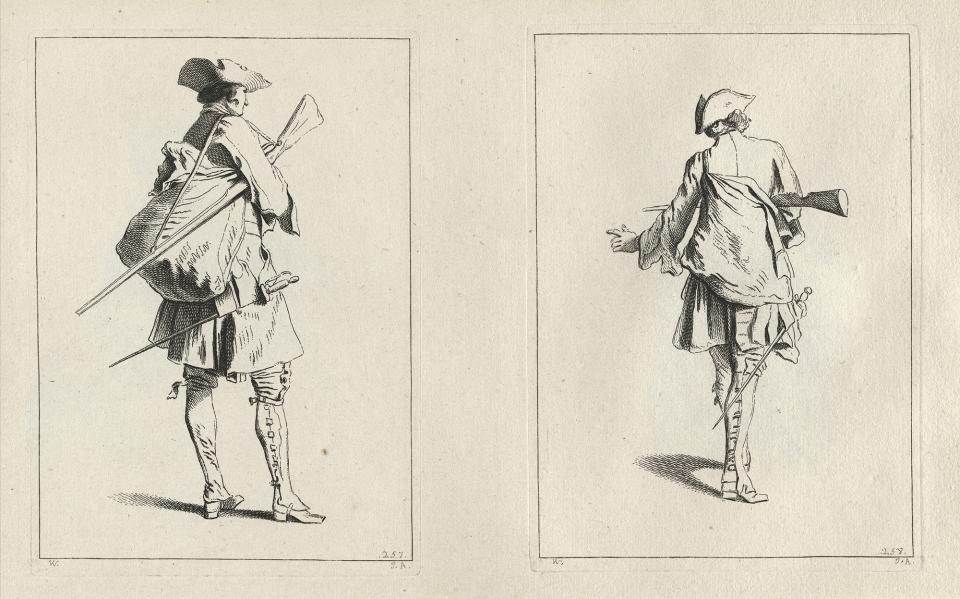 Wars of Louis Quatorze: Two (French) soldiers Watteau
