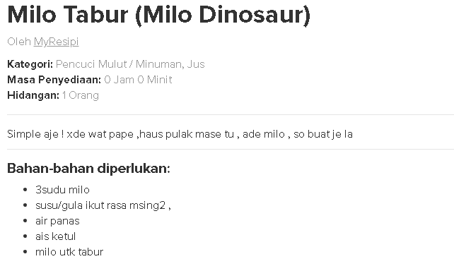Milo Tabur (Milo Dinosaur) | topviralmalaysia.blogspot.com