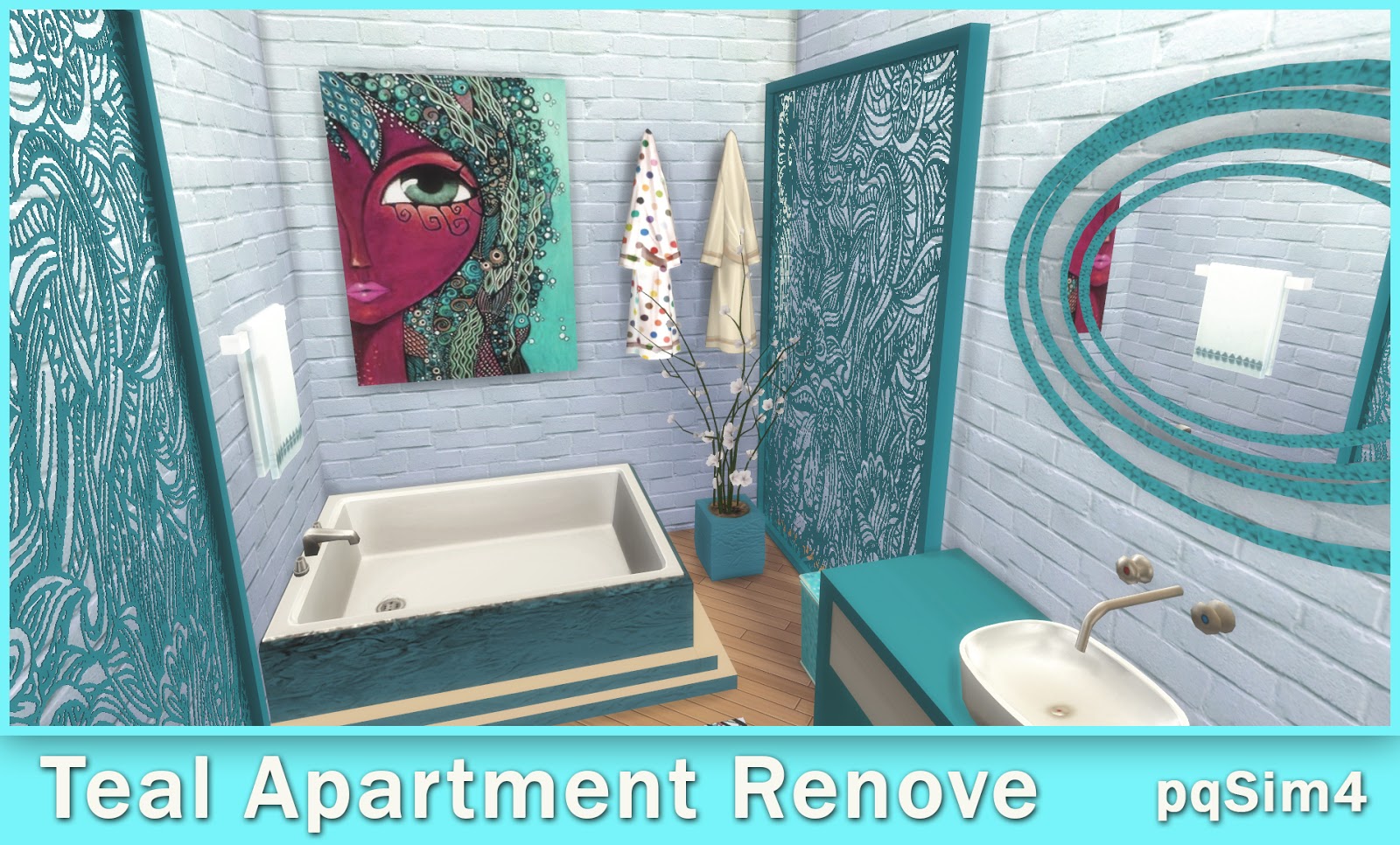 Teal Apartment Renove. Sims 4 Speed Build and Download.