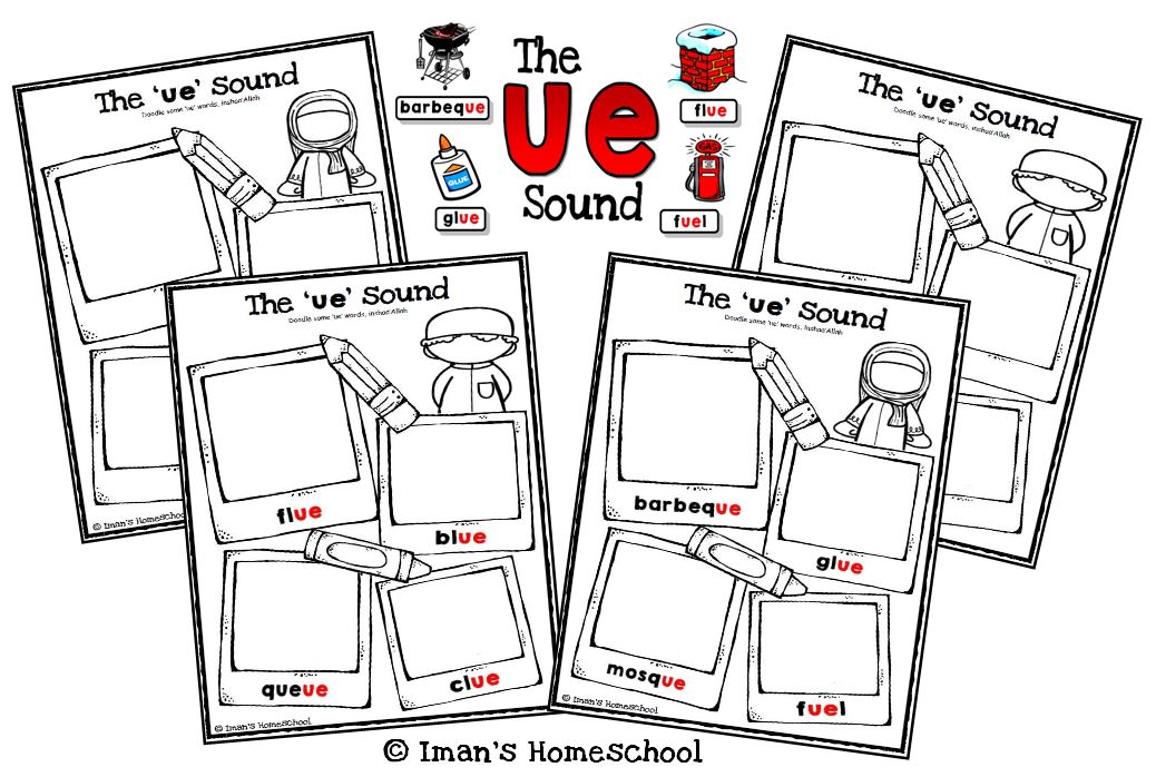 Iman's Homeschool ~ The Curriculum: The ue sound ~ Doodle Pages