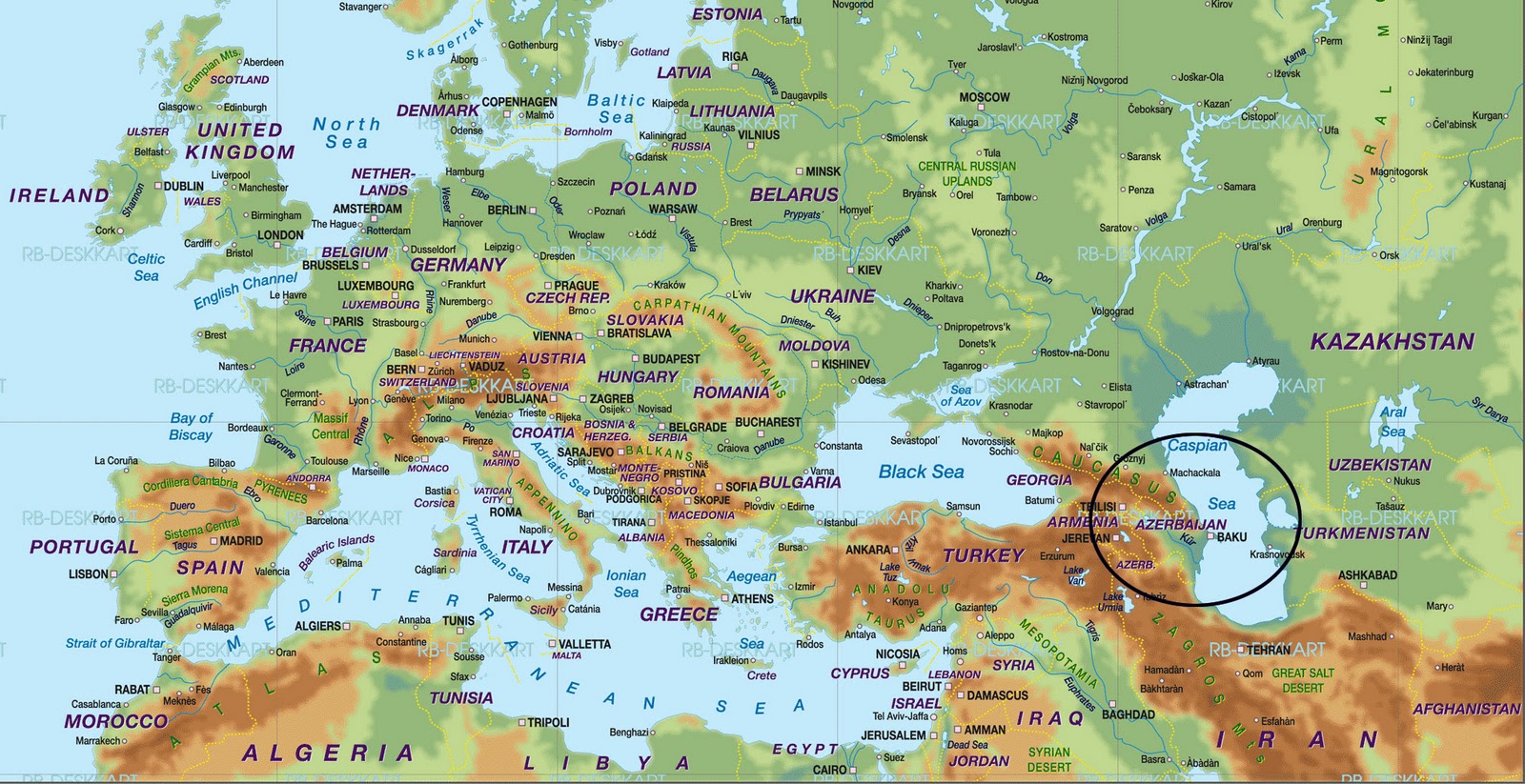 World Map Azerbaijan Baku