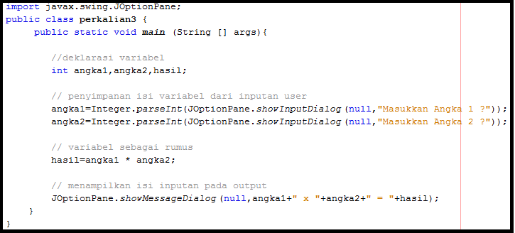 Contoh Program Perkalian ~ Materi Java Pemula