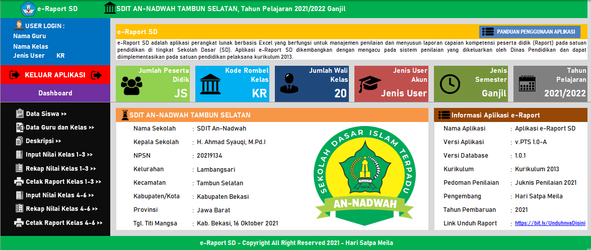 APLIKASI E-RAPORT K13 & KURKULUM MERDEKA SDIT AN-NADWAH - Sekolah Dasar Islam Terpadu An-Nadwah