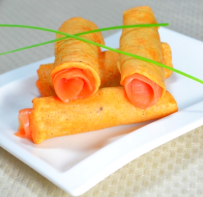 Salmon Stuffed Rolled Akara Canapés