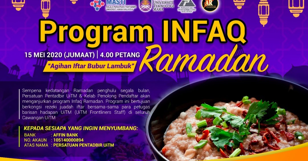 Program Infaq Ramadhan 2020 - Persatuan Pentadbir UiTM