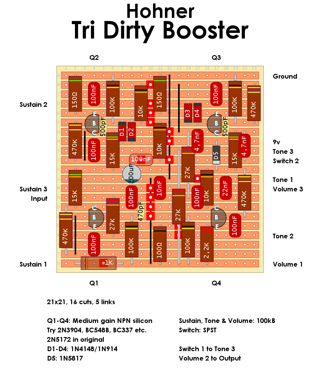 Dirtbox Layouts: Hohner Tri Dirty Booster