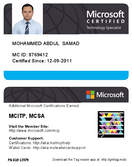 Mohammed Abdul Samad: Microsoft (MCSE on Server 2003)