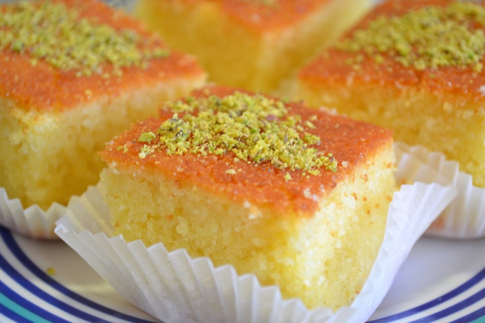Basbousa with Pistachio Recipe | LEBANESE RECIPES