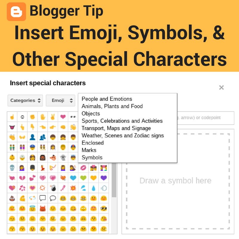 Blogger tip: Insert emoji, symbols and other special characters into ...