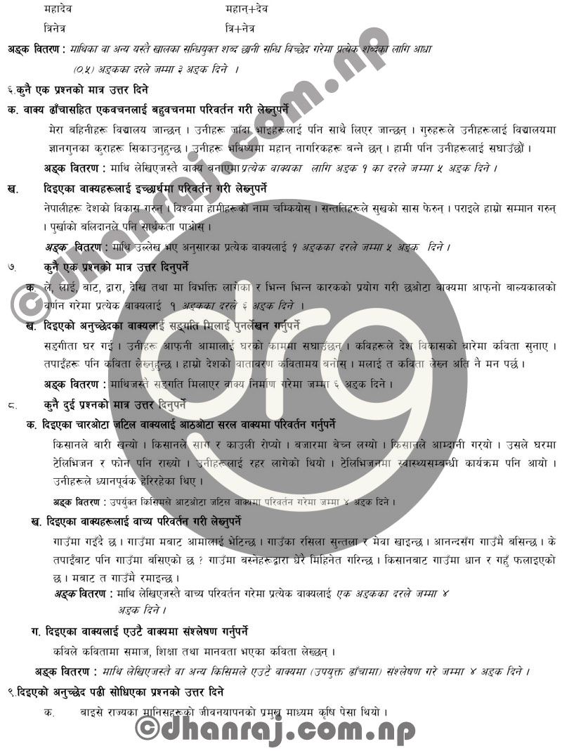 Solved Compulsory Nepali | Grade 11-XI Question Paper 2076-2019 ...