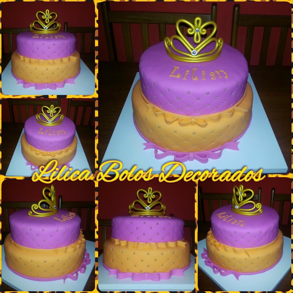 Lilica Bolos Decorados: Bolo Pink e Laranja
