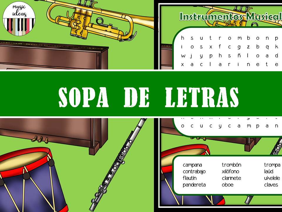 Sopa de letras con instrumentos musicales 2 [Music Ideas]