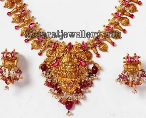 South Indian Traditional Lakshmi Kasula Peru (Kasu Mala) with Antique Work 2 - Jewellery Designs
