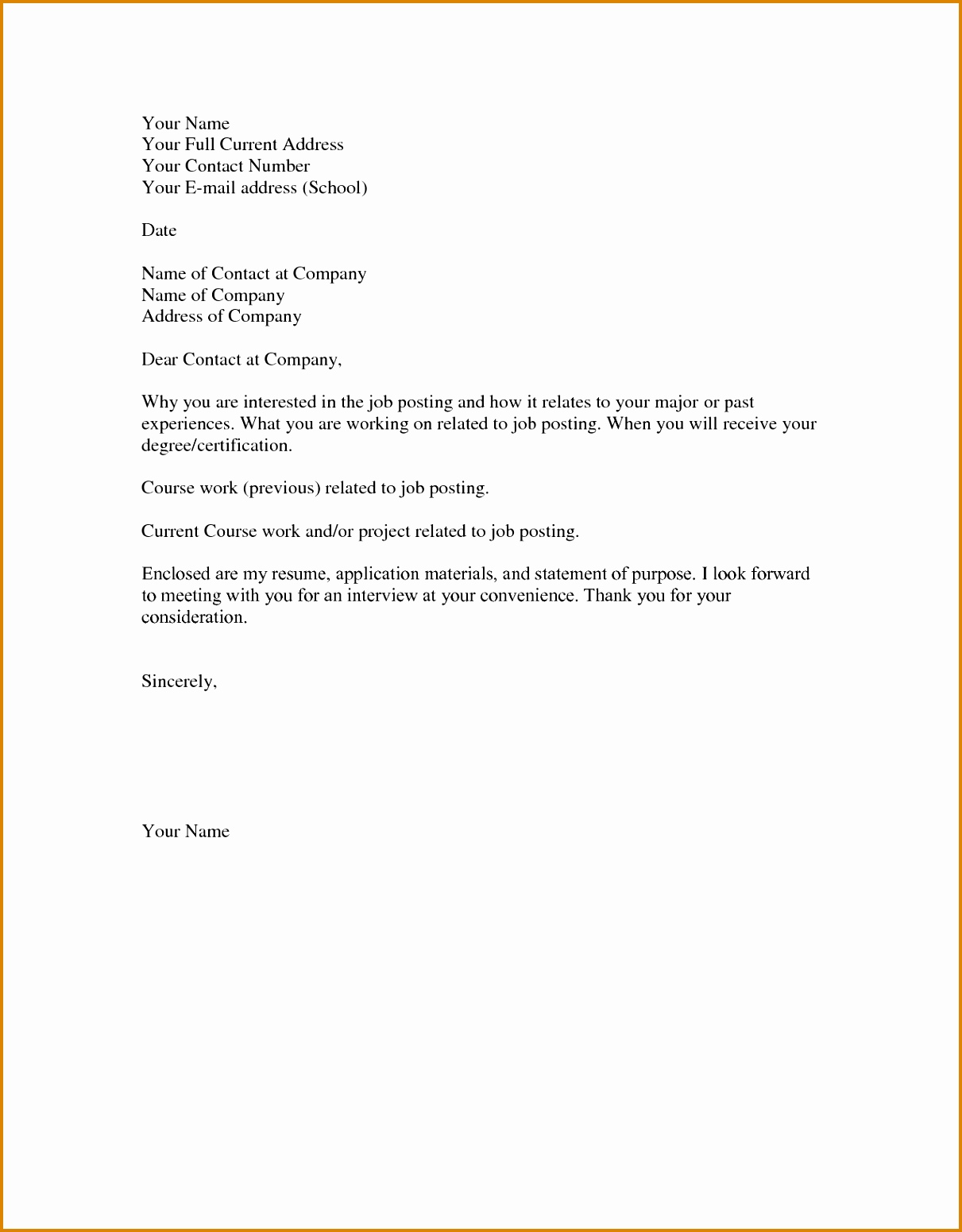 Simple Cover Letter Examples For Job 2018 ~ Resume Letter