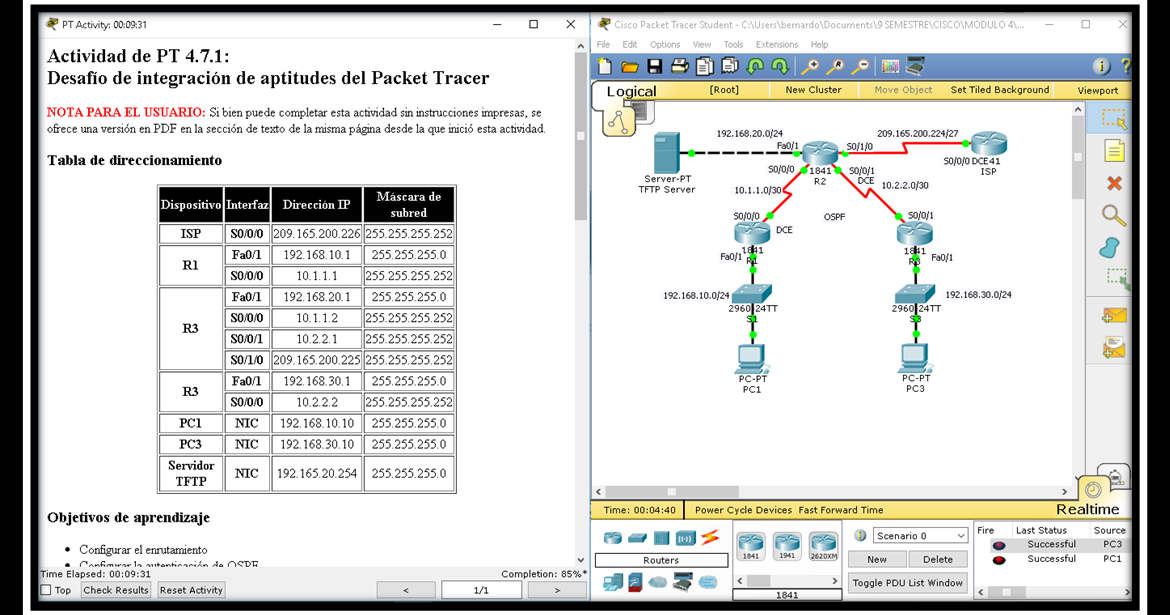 REDES WAN: ACTIVIDAD 7 DESAFÍO DE INTEGRACIÓN DE APTITUDES