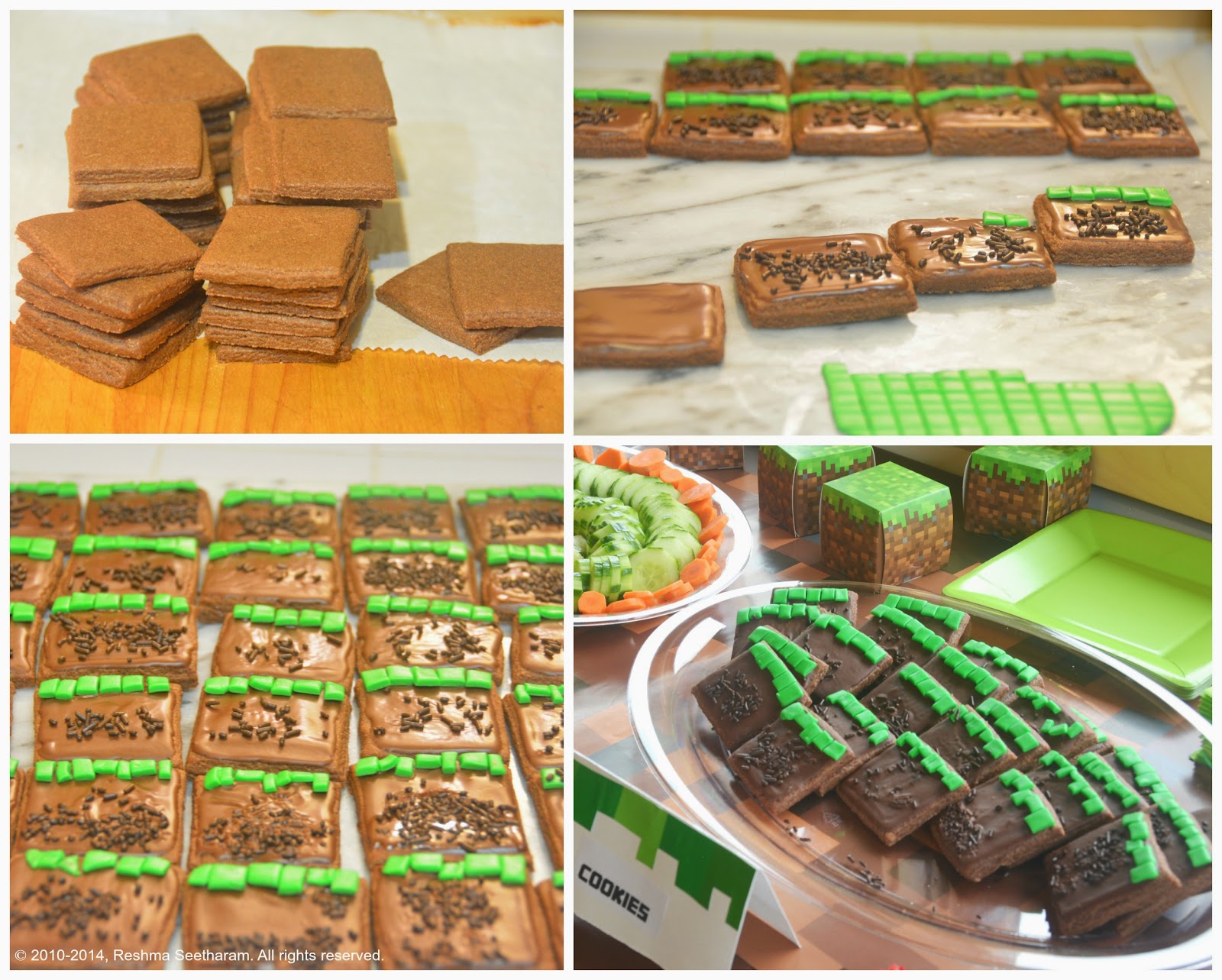 Minecraft dirt block cookies - Made with chocolate shortbread