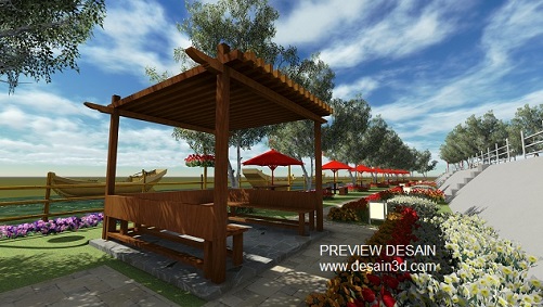 Desain Taman dan Cafe di pinggir sungai Krueng Aceh - ARUSHA CAFE