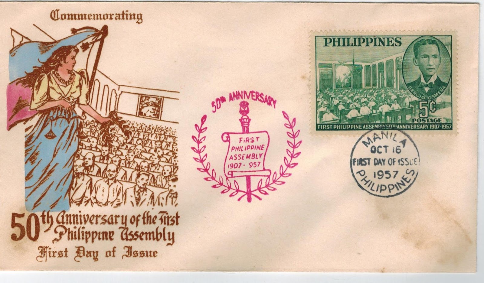 Philippine Republic Stamps : 1957 50th Anniversary of the First ...