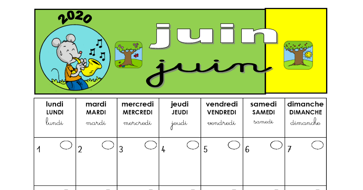 En classe avec Ludo: calendrier : mois de juin