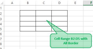 Applying Border in Excel