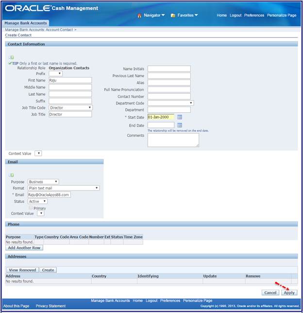 Oracle Applications: Oracle R12 Bank, Branch, Bank Account and Payment ...