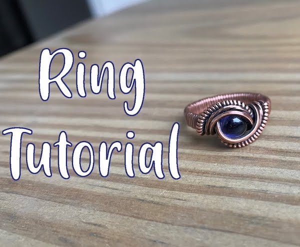 Wire Wrapped Cabochon Ring Tutorial has Twisted and Wire Weaving Details / The Beading Gem
