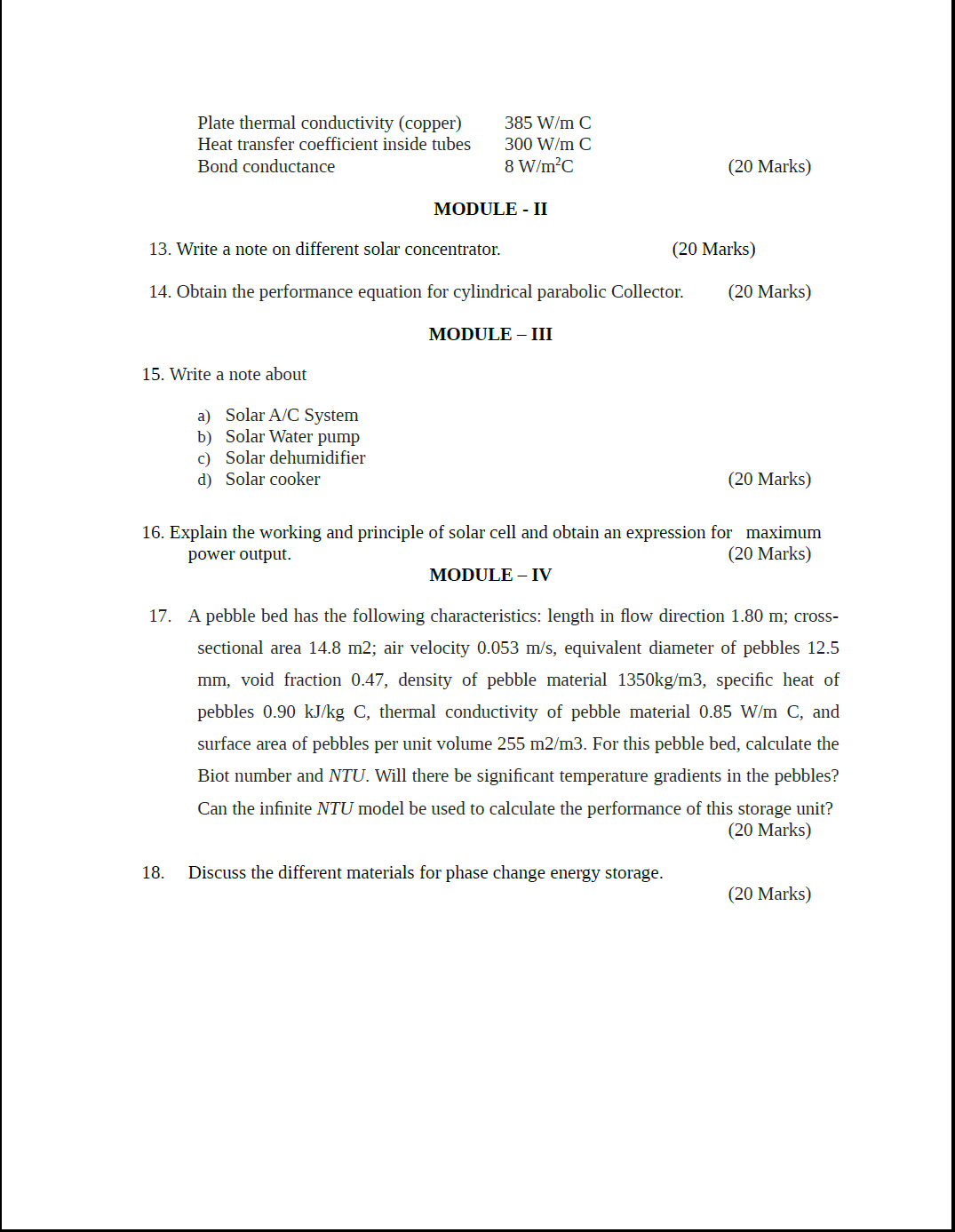 Kerala University B Tech Solar Energy Engineering ( H ) 2016 Question ...