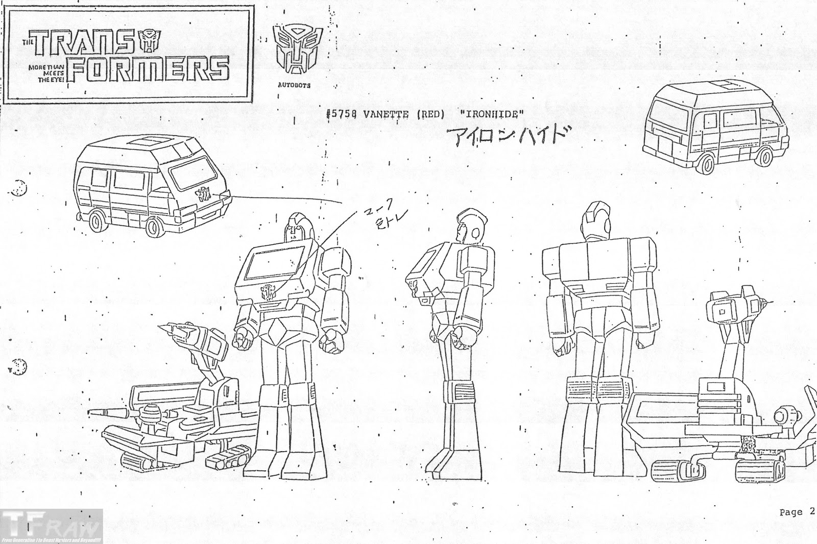 Transformers G1 Model Sheets