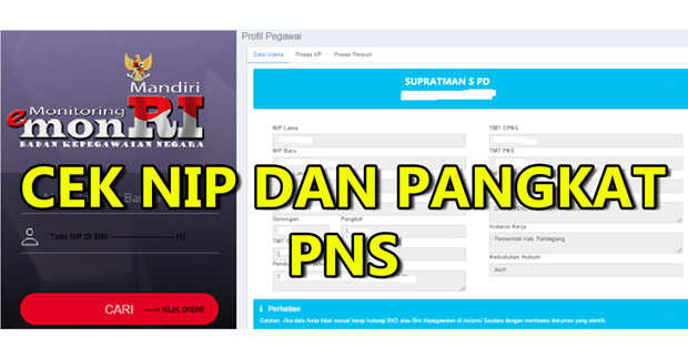 BERIKUT CARA CEK NIP DAN PANGKAT PNS PADA LAMAN BARU PROFIL PNS DI BKN ...