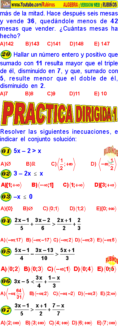 INECUACIONES LINEALES EJERCICIOS RESUELTOS Y PARA RESOLVER PDF