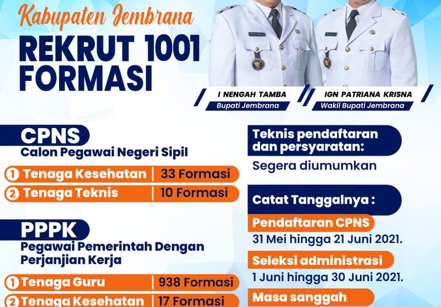 Formasi CPNS dan PPPK Tahun 2021 Kabupaten Jembrana Bali - Info Dunia ... Formasi CPNS dan PPPK Tahun 2021 Kabupaten Jembrana Bali - Info Dunia ...