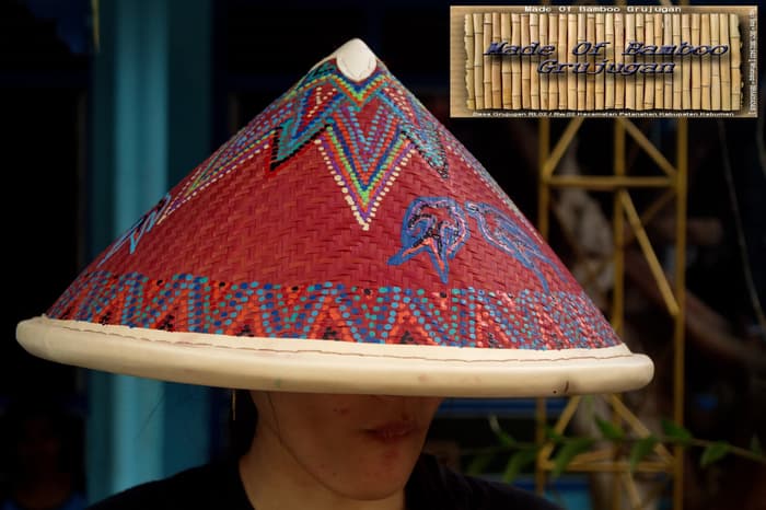 Caping Topi Petani Batik Titik Kerajinan Bambu Anyaman